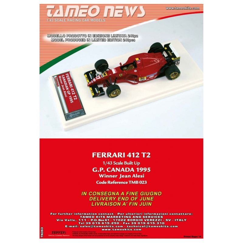Ferrari 412 T2 by TAMEOKITS ref TMB023 , buy it on jfpkits.fr